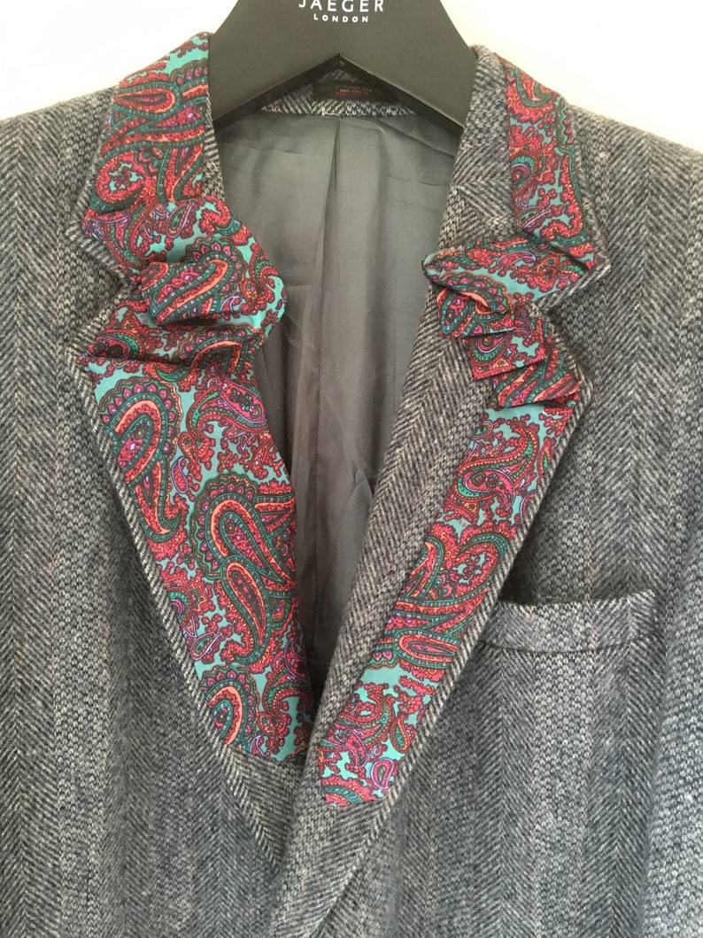 Unique Upcycled Mens Tweed Jacket With a Silk Vintage Tie Size M - Etsy