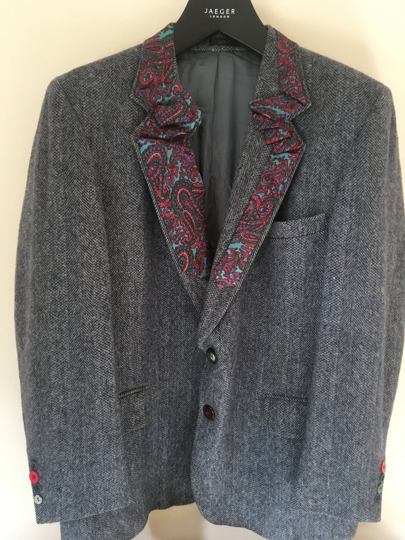 Unique Upcycled Mens Tweed Jacket With a Silk Vintage Tie Size M - Etsy