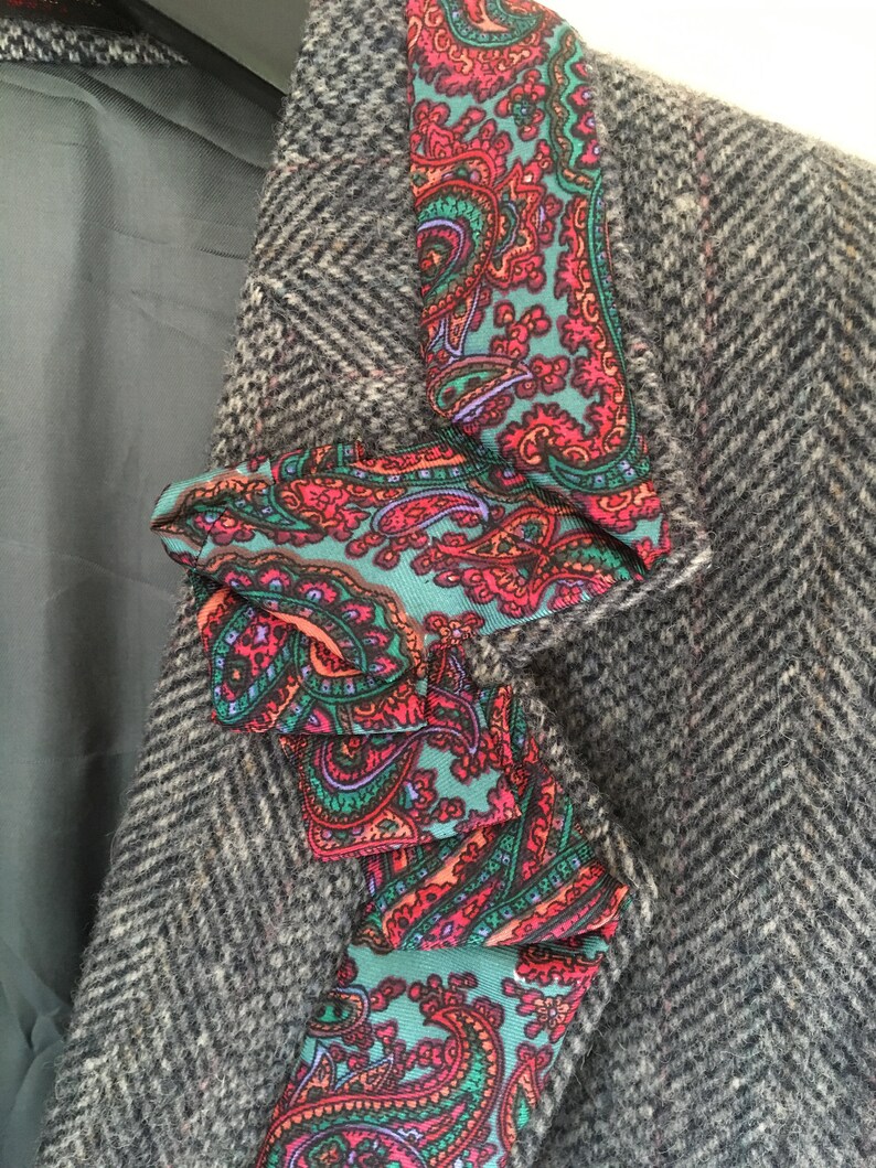 Unique Upcycled Mens Tweed Jacket With a Silk Vintage Tie Size M - Etsy