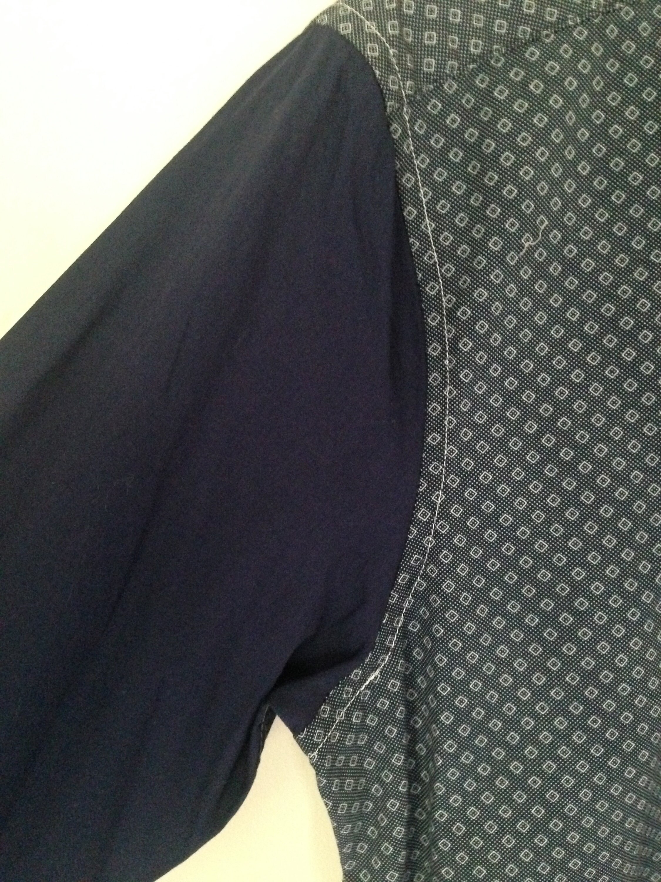 Unique Upcycled Mens Blue Spotted Shirt With Plain Dark Blue Sleeves - Etsy
