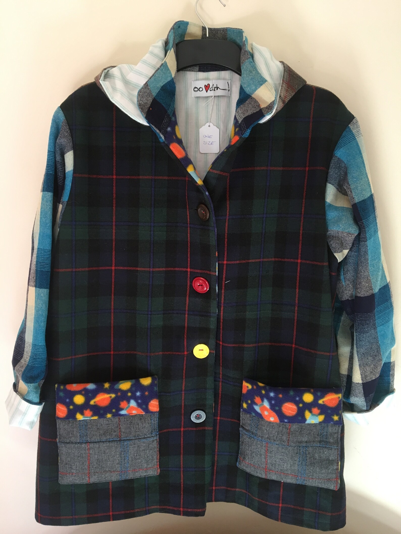 Unique Upcycled Funky Tartan Duffel Coat - Etsy
