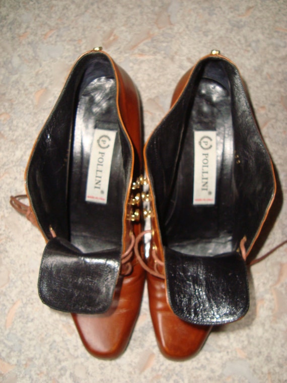 Chaussures Femme Soulier Pollini Vintage cuir Marron … - Gem