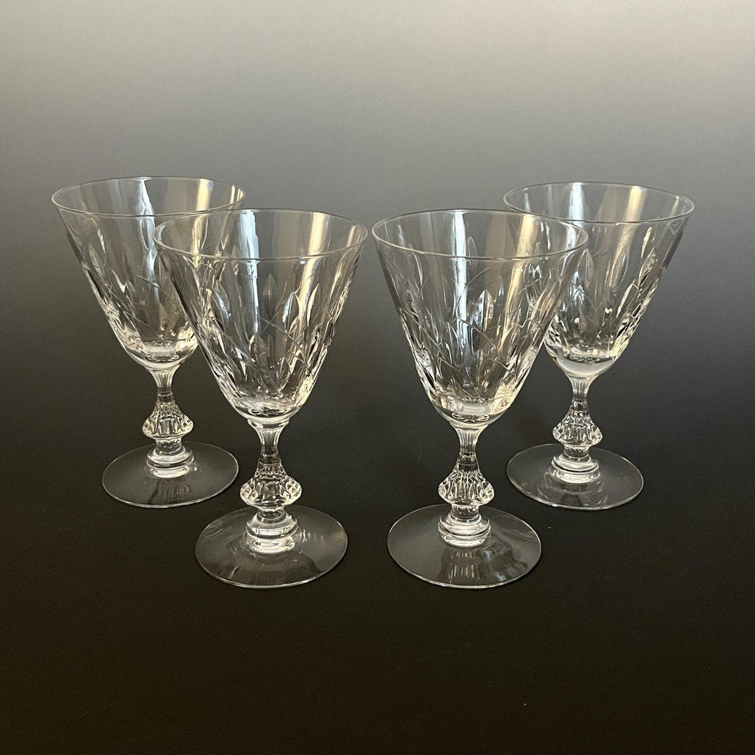 Duncan & Miller Goblet Wine Glasses, Set of 4, Willow Pattern, Vintage ...
