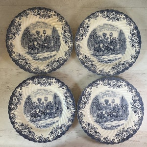 Johnson Brothers Dinner Plates, Set of 4 Coaching Scenes, Blue and ...