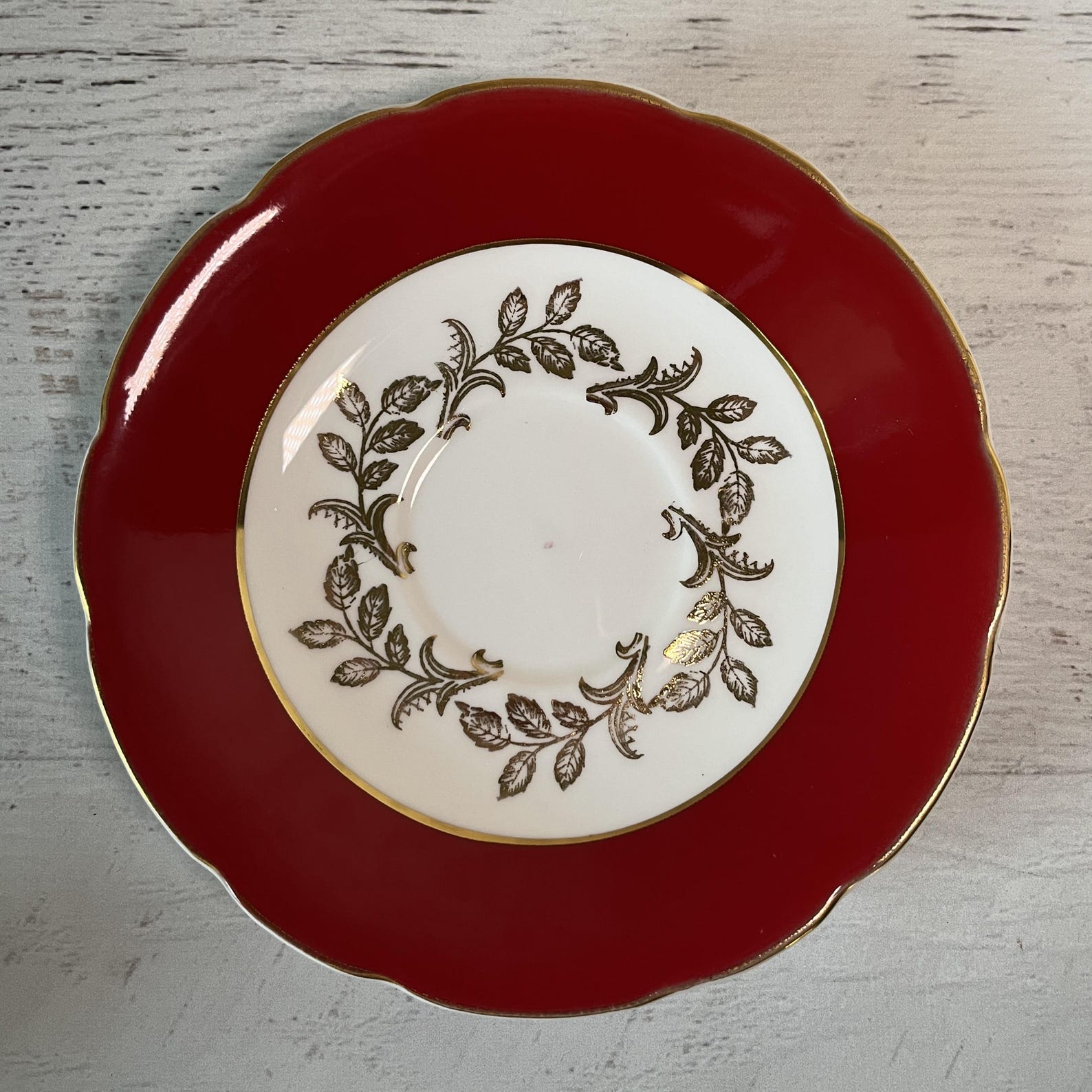 Vintage Sutherland Bone China Tea Cup Set: Red Band Gold Leaves, Made ...
