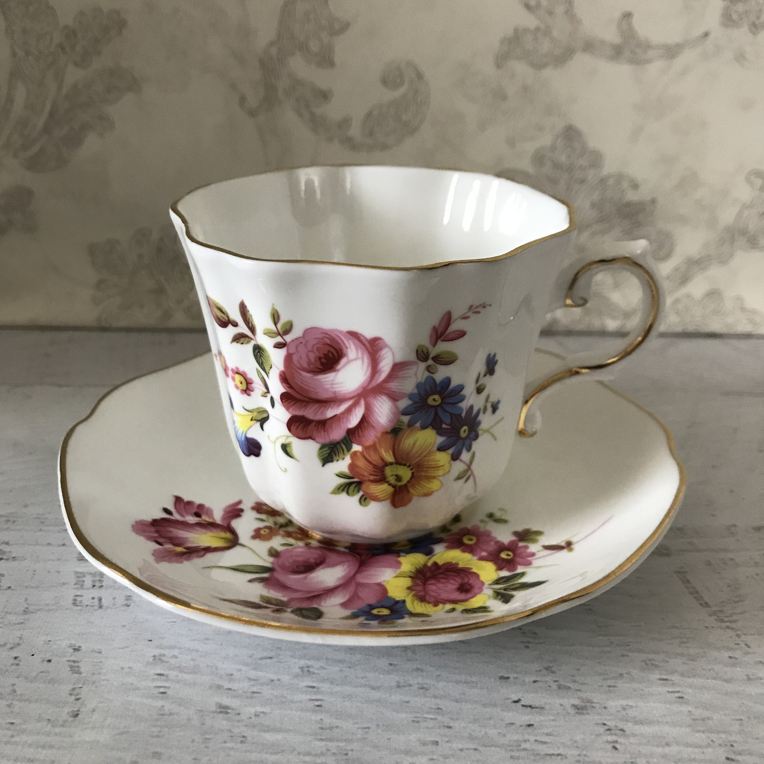 Vintage English Cup and Saucer Set Multicolor Floral Tea Cup - Etsy