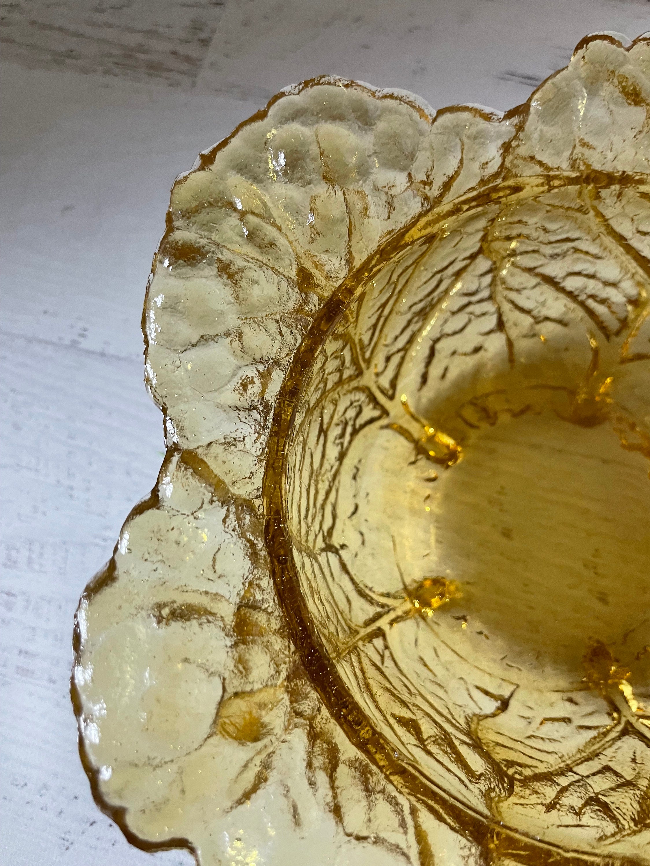 Vintage Covered Cabbage Bowl Amber Glass LE Smith Glass - Etsy