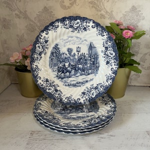 Johnson Brothers Dinner Plates, Set of 4 Coaching Scenes, Blue and ...