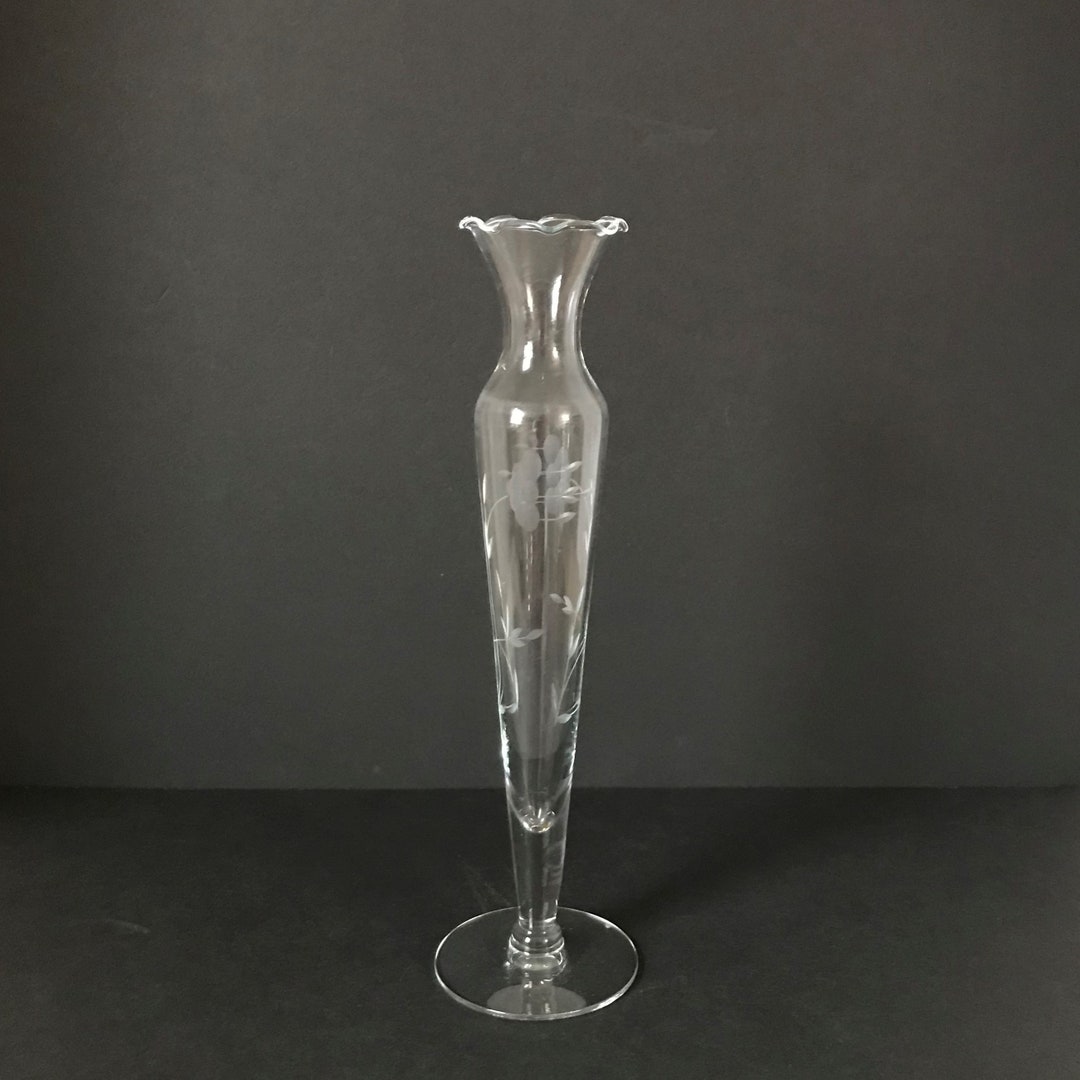 Vintage Princess House Bud Vase, Heritage, Etched Glass Flower Vase ...