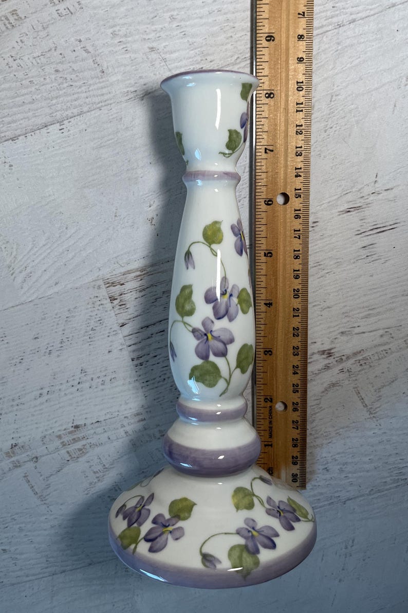 Andrea by Sadek Tall Candlestick Holder, Violet Meadow, 8" Tall - Etsy