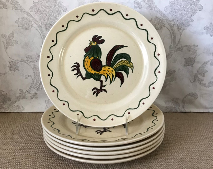 Rooster Dinner Plates, Set of 6 California Provincial Rooster Plates ...