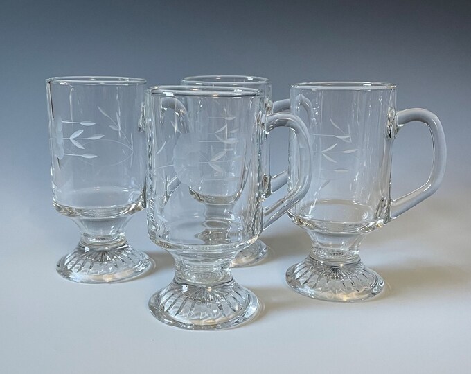 Set of 4 Irish Coffee Mugs, Vintage Princess House Crystal, Heritage ...