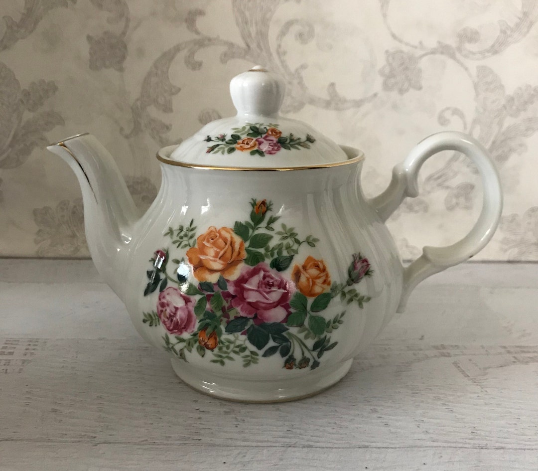 Vintage Floral Teapot, Robinson Design Group, Two Cup Roses Flower ...