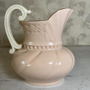 Lenox 16 Oz Pink Pitcher With Gold Trim, Colonial Collection, Made in ...