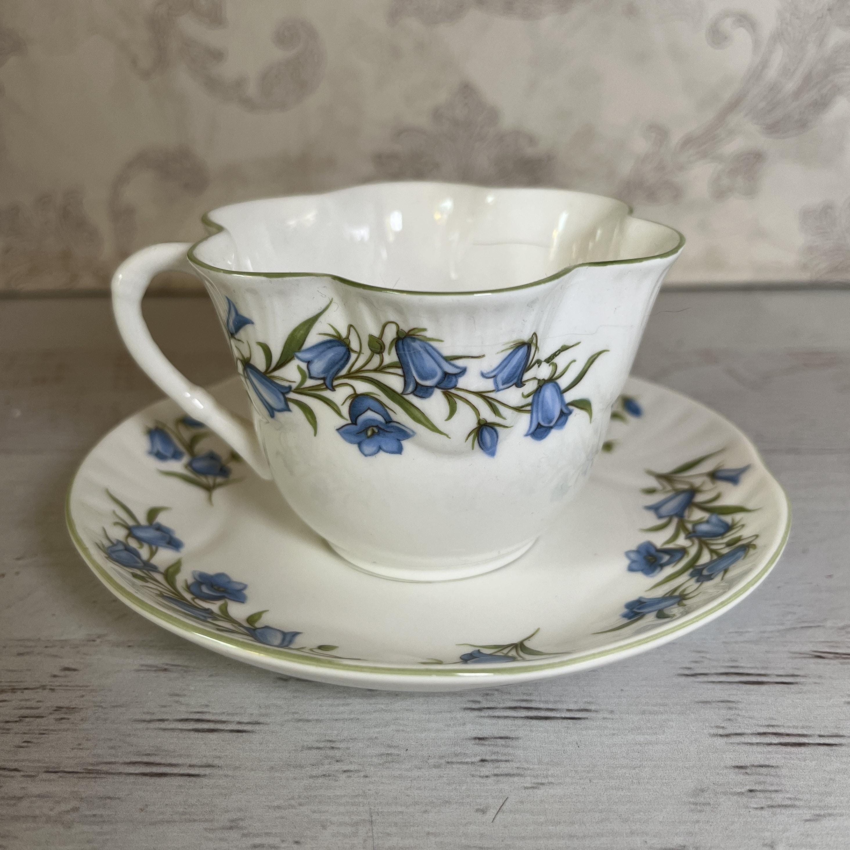 Crown Staffordshire Tea Cup and Saucer Set, Bluebells, Made in England ...