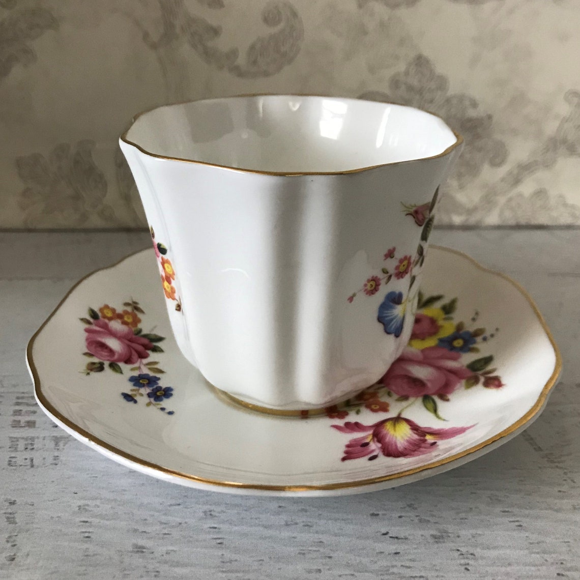 Vintage English Cup and Saucer Set Multicolor Floral Tea Cup - Etsy