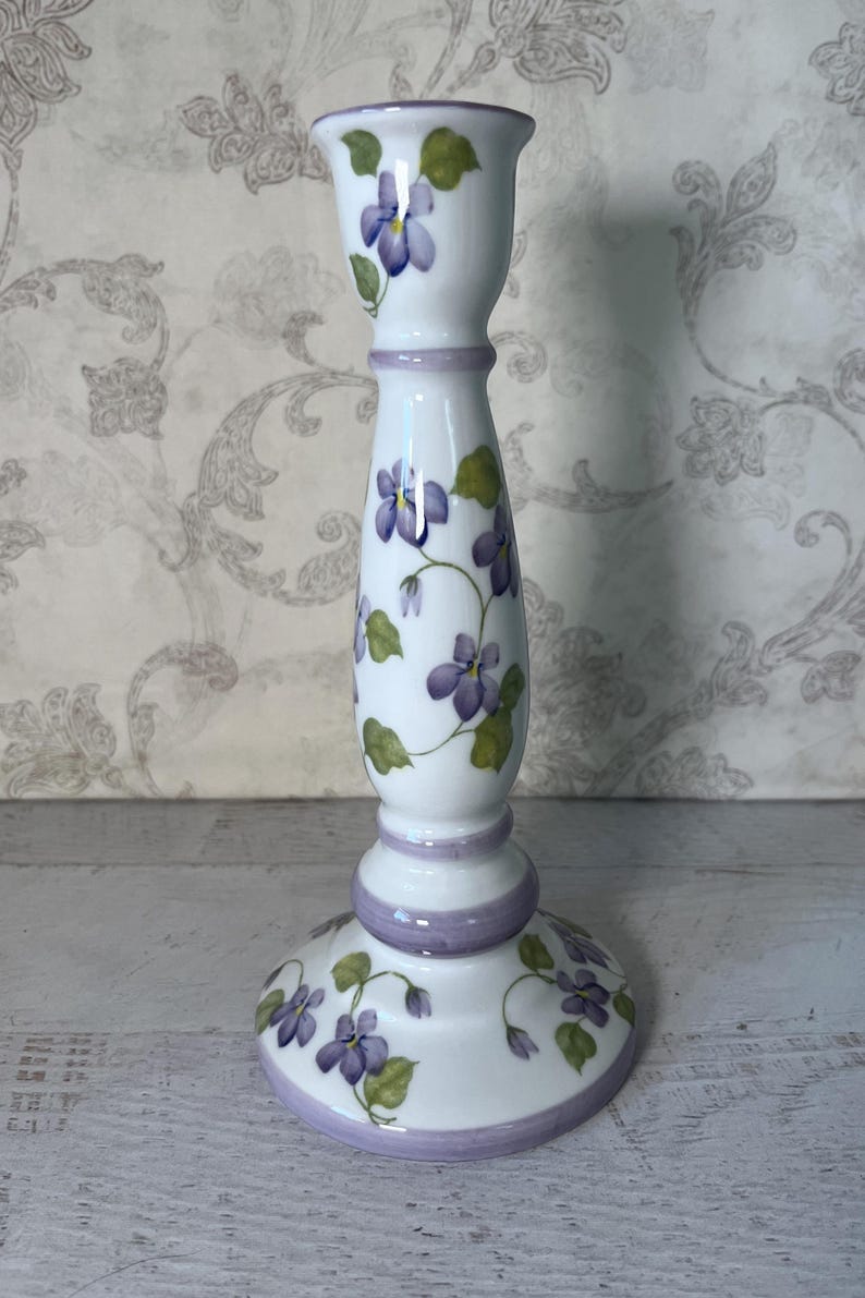 Andrea by Sadek Tall Candlestick Holder, Violet Meadow, 8" Tall - Etsy