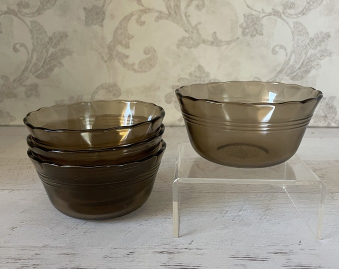 Set of Four Pyrex Custard Cups, Fireside, Vintage Brown Ramekins ...