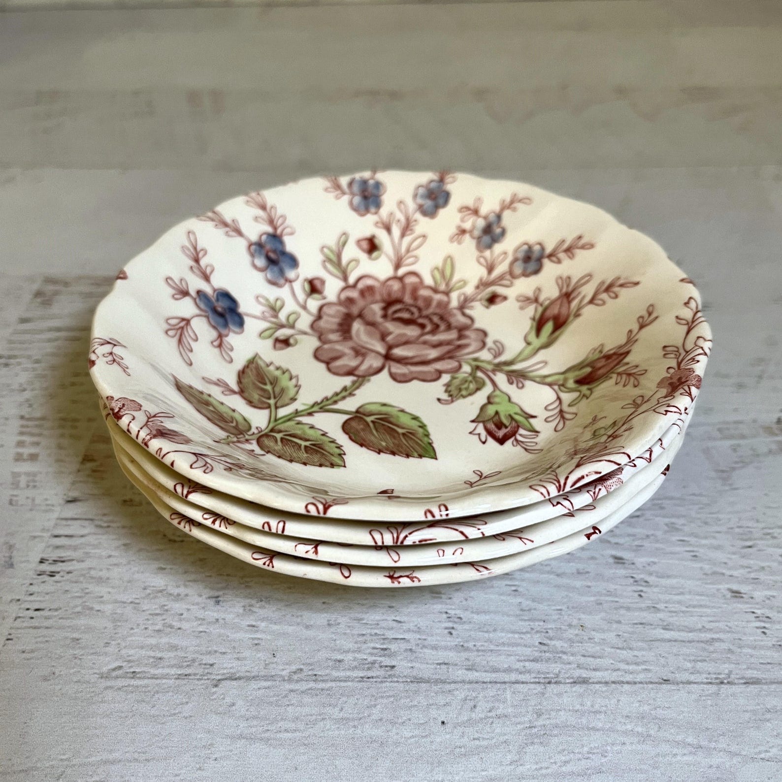 Rose Chintz Pink Fruit Dessert Bowls, Johnson Brothers, Made in England ...