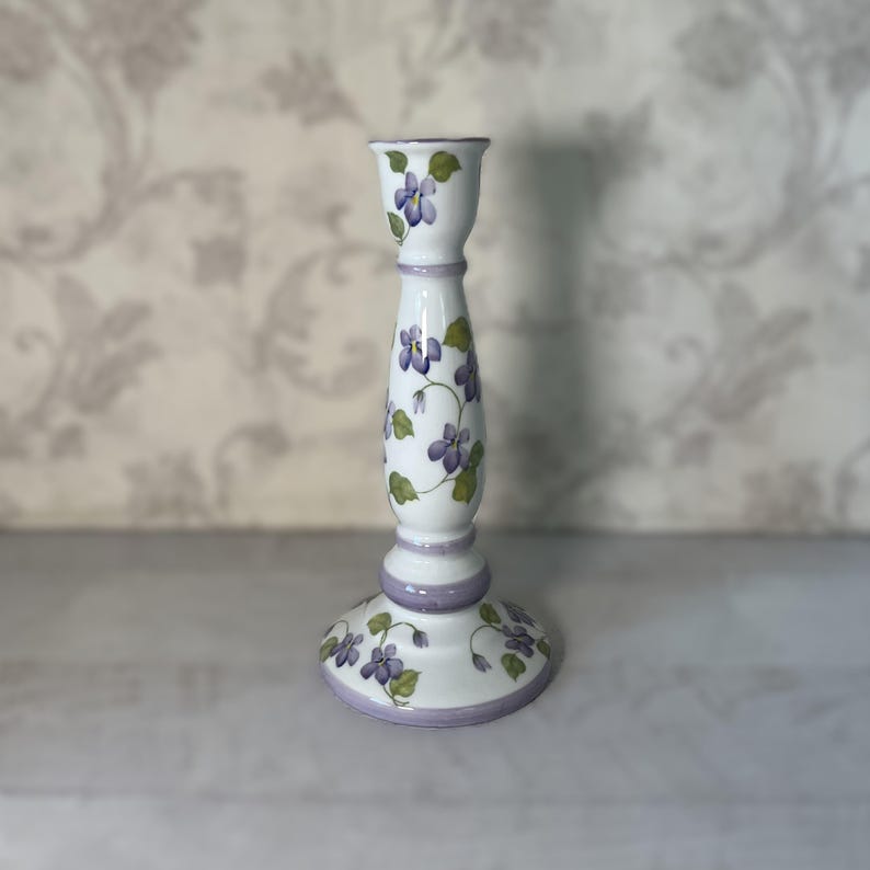 Andrea by Sadek Tall Candlestick Holder, Violet Meadow, 8" Tall - Etsy