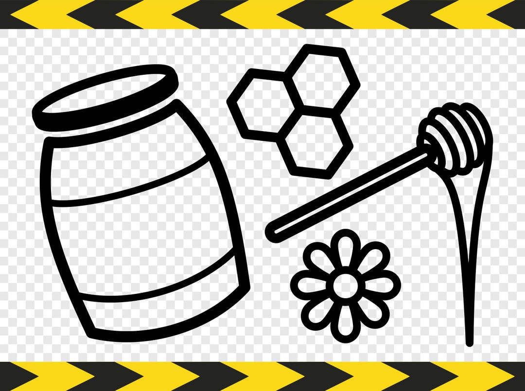 Honey Pot Jar SVG Honey Dipper Honeycomb Flower Bundle Clipart Cricut ...