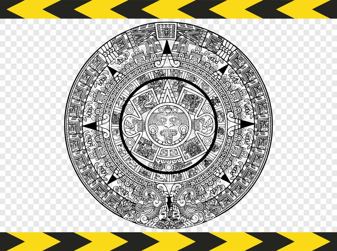 Zentangle SVG Art Aztec Calendar Wall Decal Printable Decor Dxf Pdf Png ...