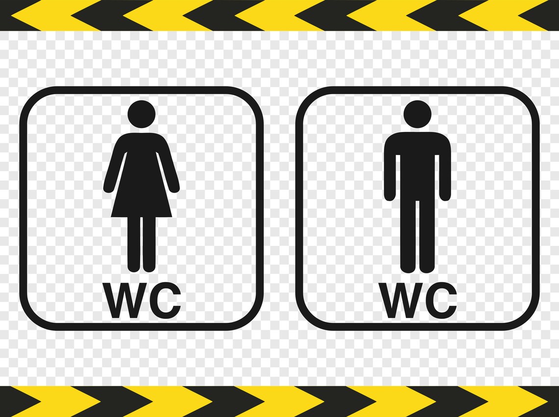 WC Sign SVG Toilet Sign Clipart Decal Sticker Cricut Downloads Dxf Pdf ...