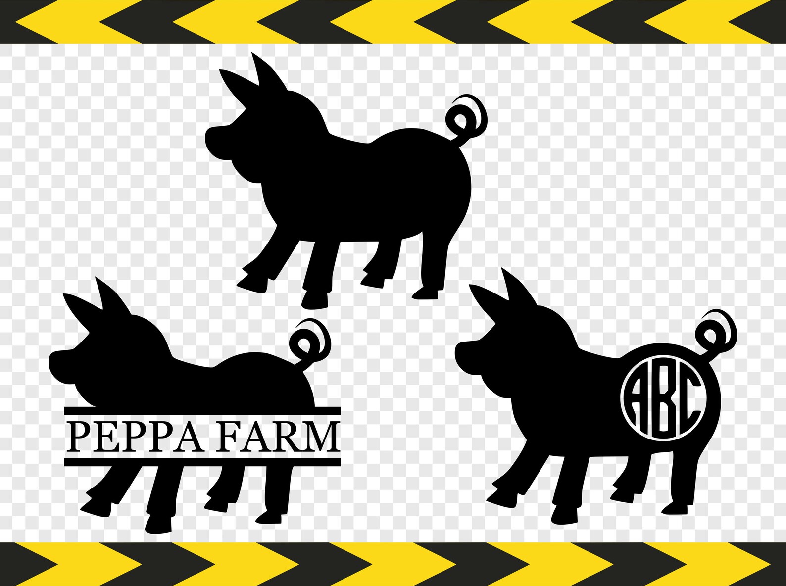 Monogramme de cochon Svg Silhouette fichiers Clipart sticker | Etsy