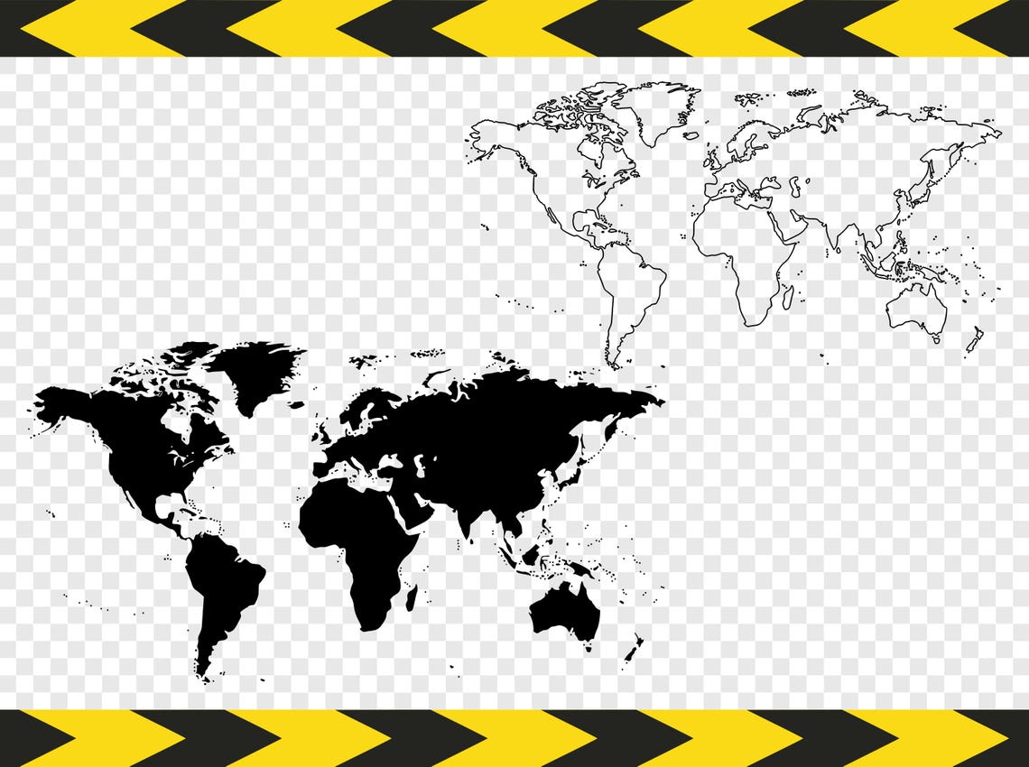 World Map SVG Decal Poster Print Wall Art Clipart Scan N Cut - Etsy