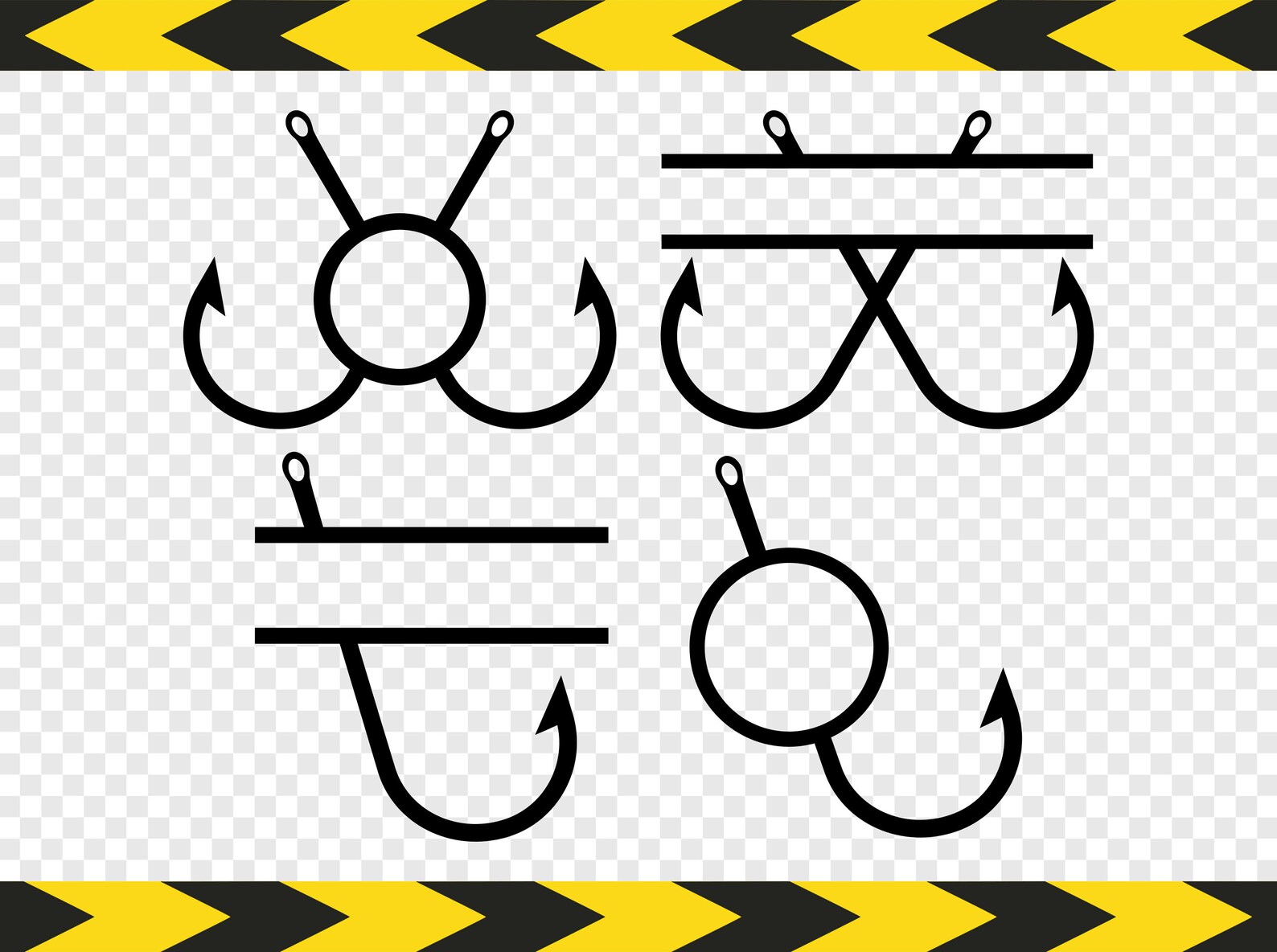 Fish Hook Monogram Frame Svg Clipart Fishing Fisherman Gift - Etsy