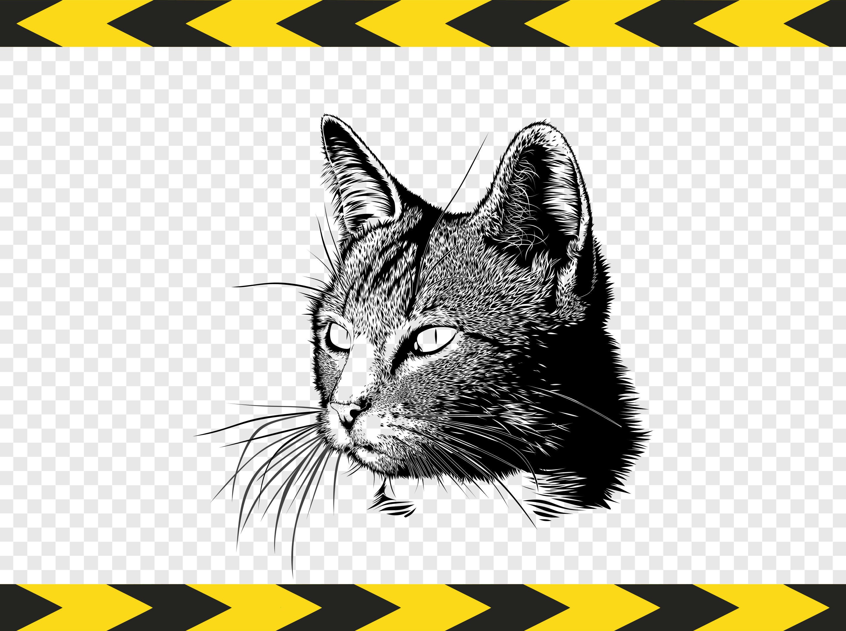 Cat Head Svg Drawing Printable Decal Stickers Dxf Pdf Png Files - Etsy