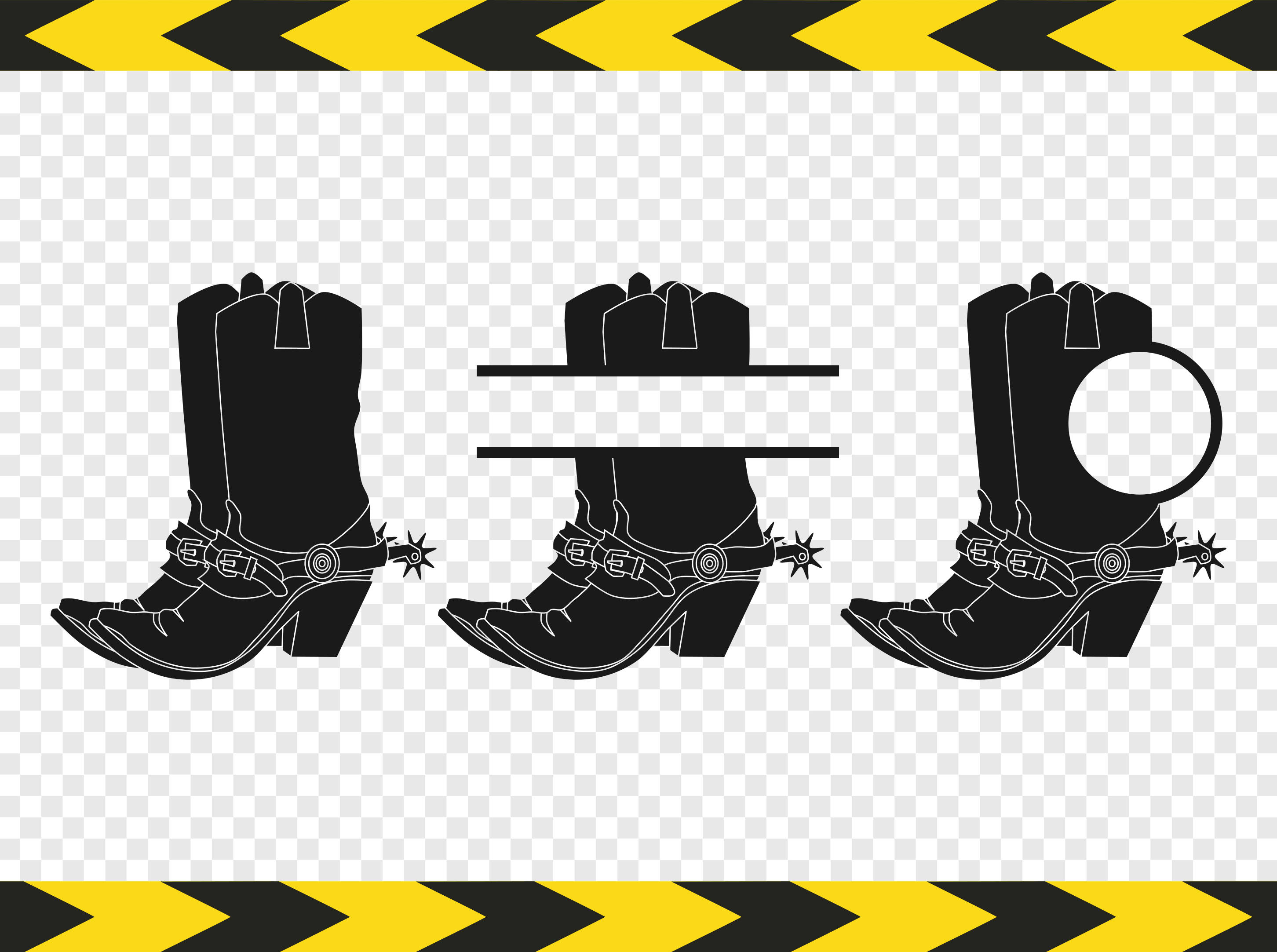 Botas vaqueras SVG imágenes prediseñadas monograma marco DXF PDF Png ...