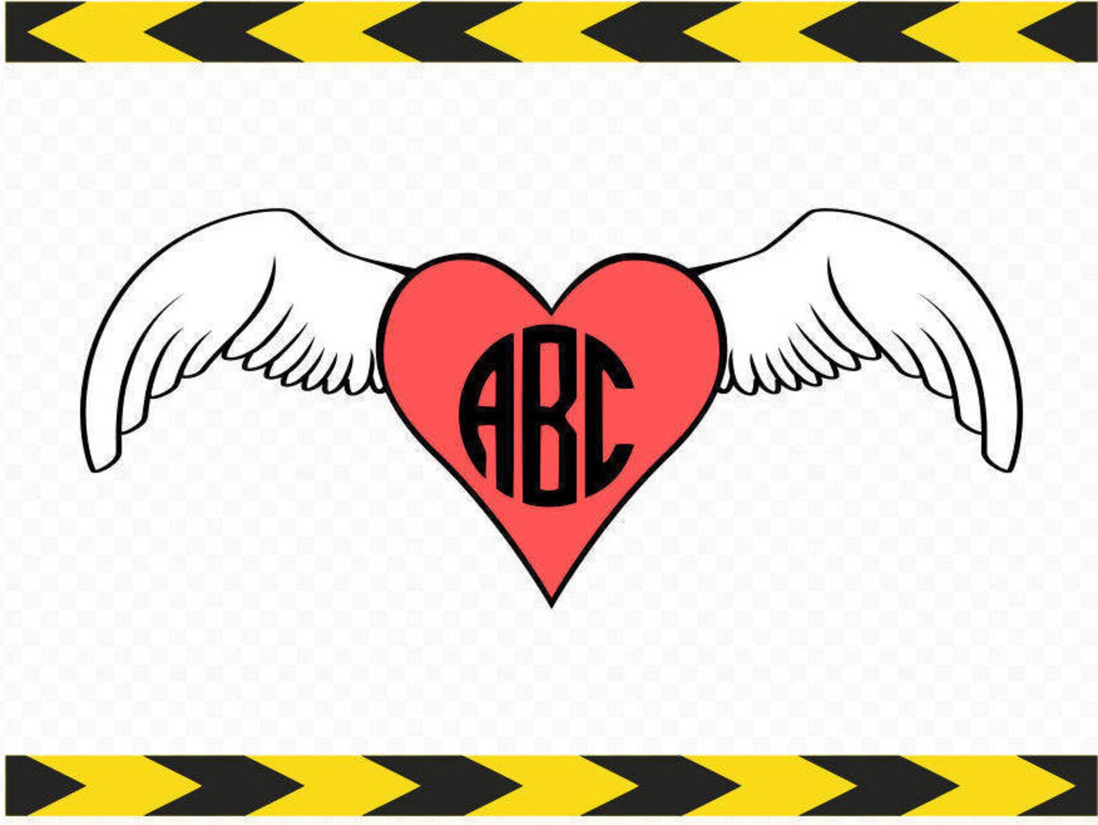 Angel Wings Svg Monogram Heart Frame Svg Cut Files for Cricut | Etsy