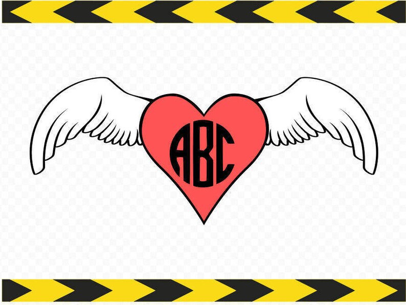 Angel Wings Svg Monogram Heart Frame Svg Cut Files for Cricut - Etsy