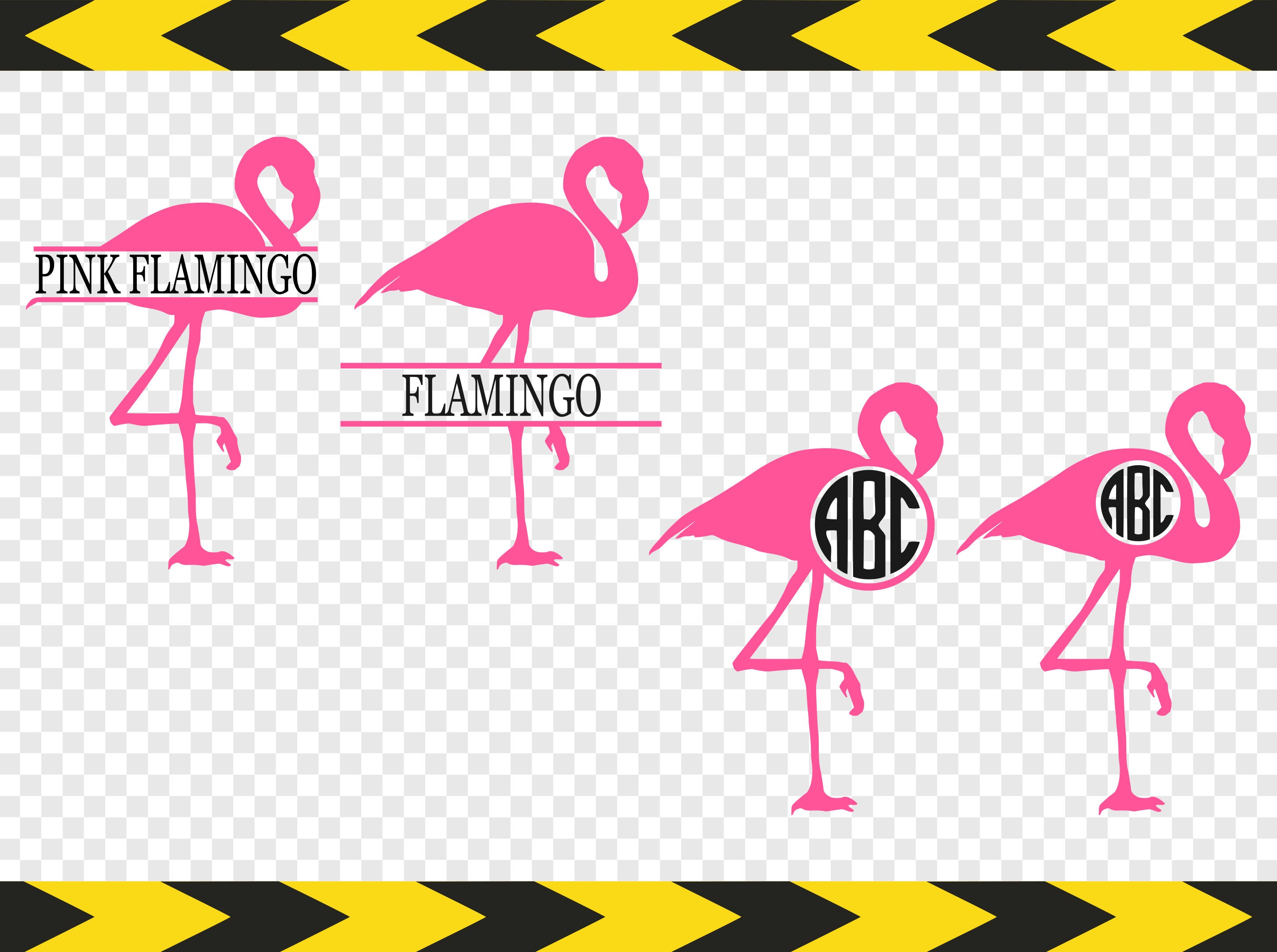 Flamingo monogram SVG Clipart Vector Party Print Art Bird Dxf | Etsy