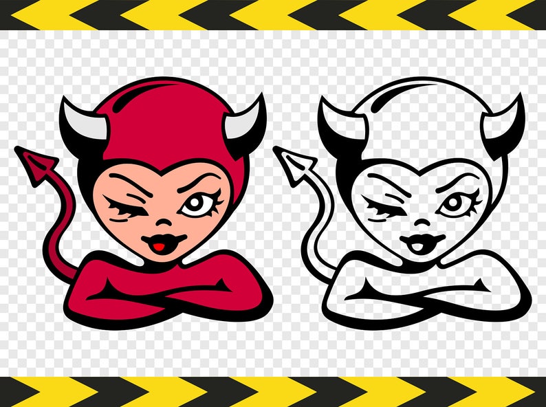 Devil Girl SVG Red Imp DIY Scrapbook Wall Car Decal Sticker | Etsy