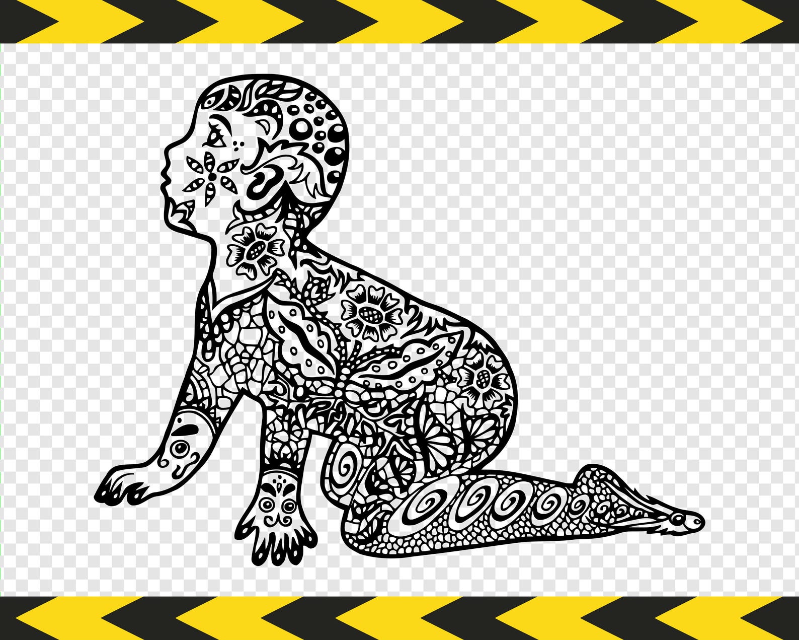 Zentangle Baby Svg Files Art Print Pdf Dxf Png - Etsy