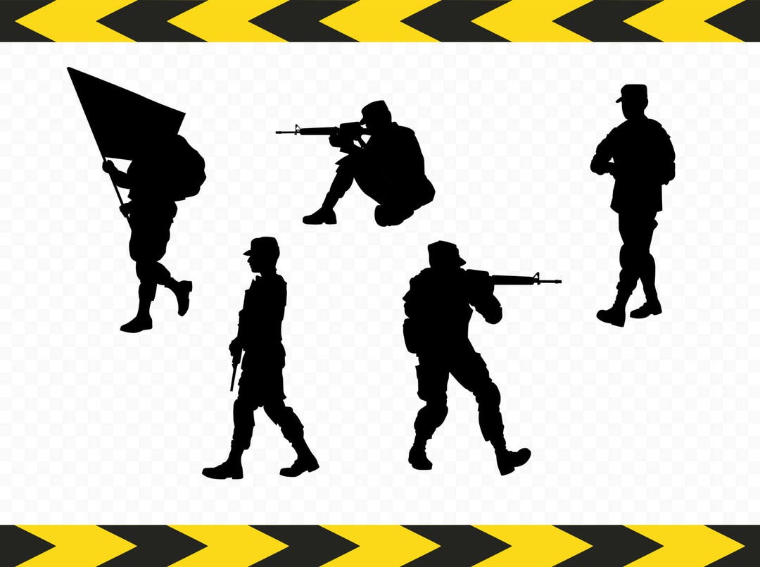 Army Soldiers Infantry Svg Clipart Clip Art Silhouette Cut Files for ...