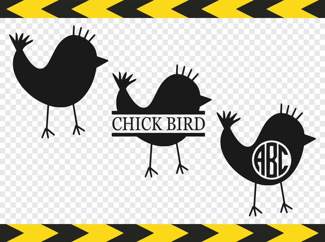 Chick Svg Chicken Monogram Silhouette Files Bird Clipart Decal Dxf Pdf ...