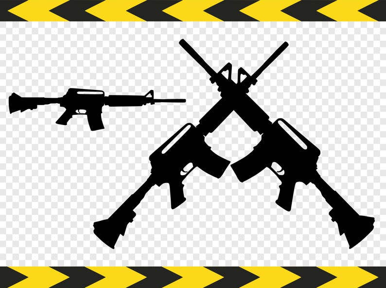 AR 15 SVG Clipart Army Crossed Guns Weapons Silhouette - Etsy