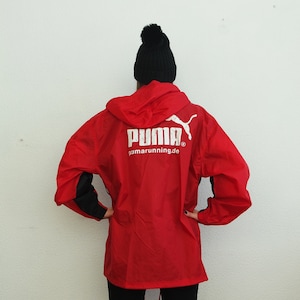 Puma Jacket Red Vintage Puma Red Sport Jacket Hooded Puma Windbreaker ...