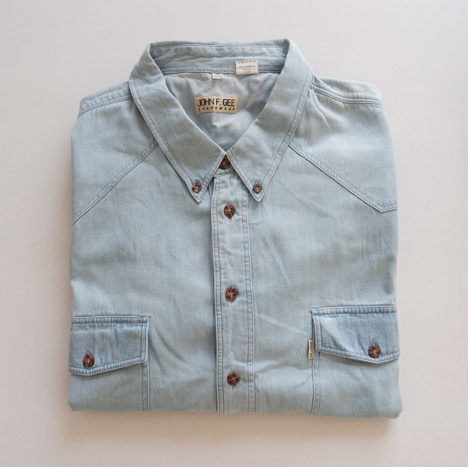 Vintage Denim Shirt Mens Denim Shirt Western Shirt Jeans Shirt Blue ...