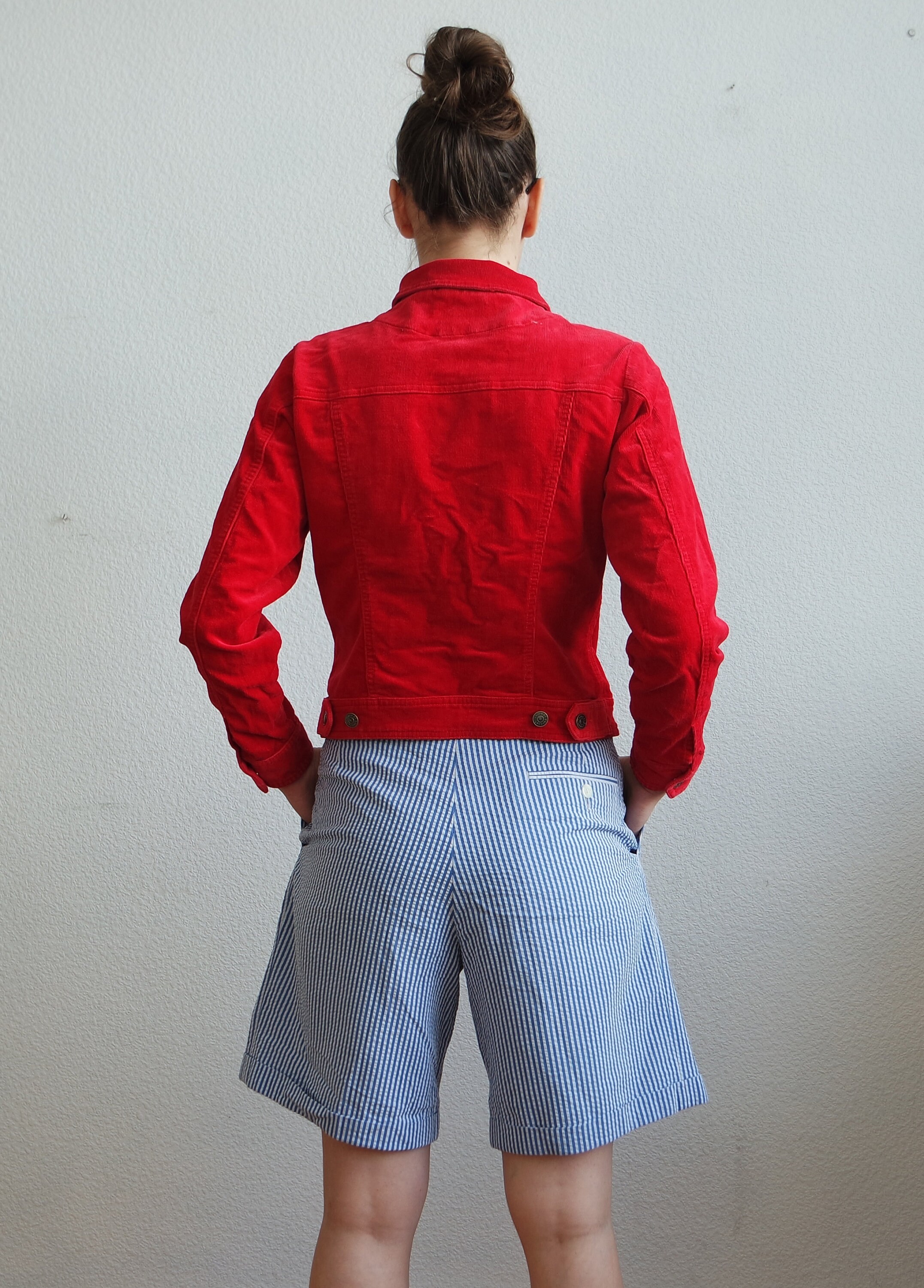 Vintage Women's Red Corduroy Jacket, Bright Red Jacket, Cropped Jacket ...