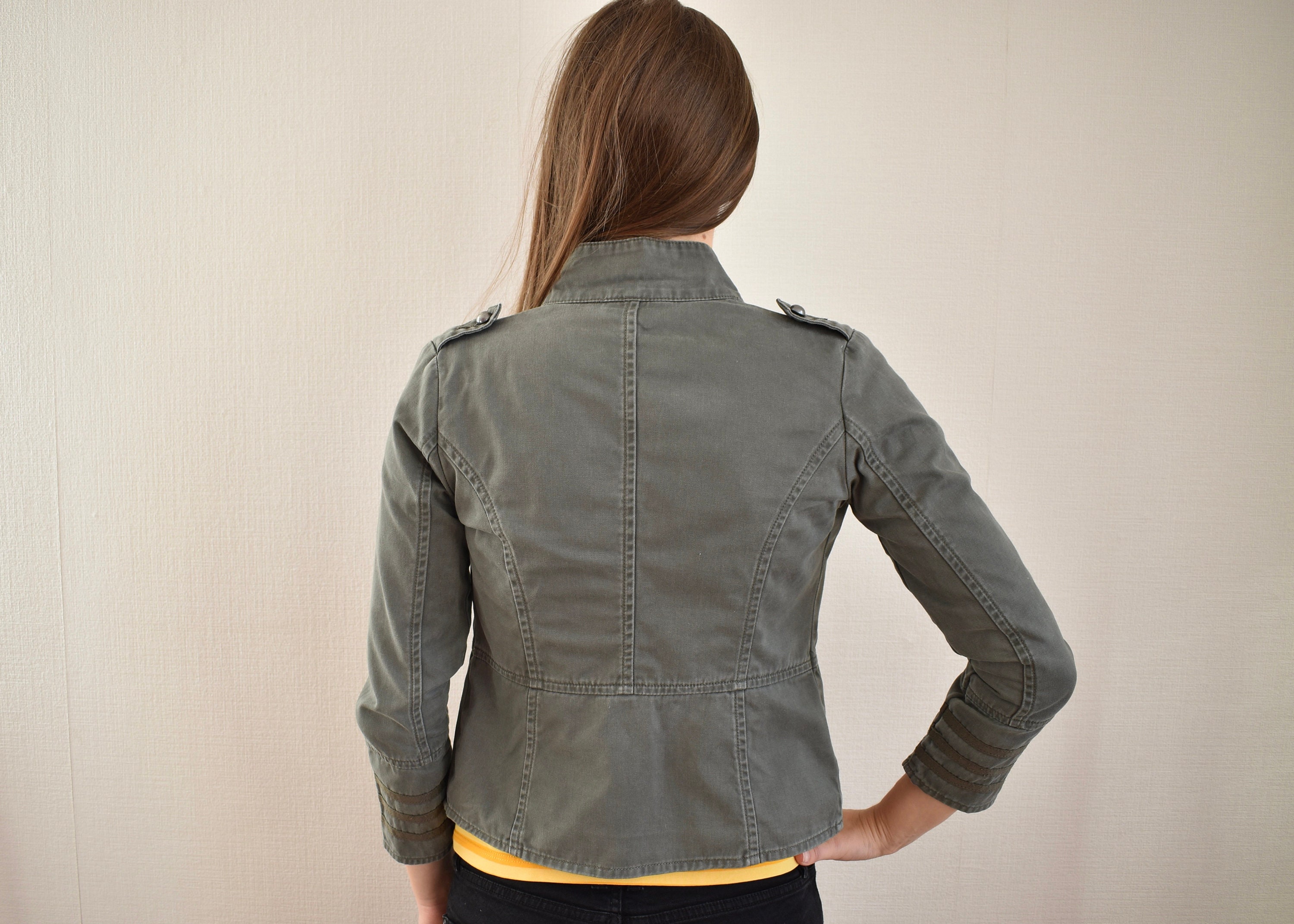 Vintage Marching Band Jacket Women, Khaki Jacket, Cropped Jacket, Short ...