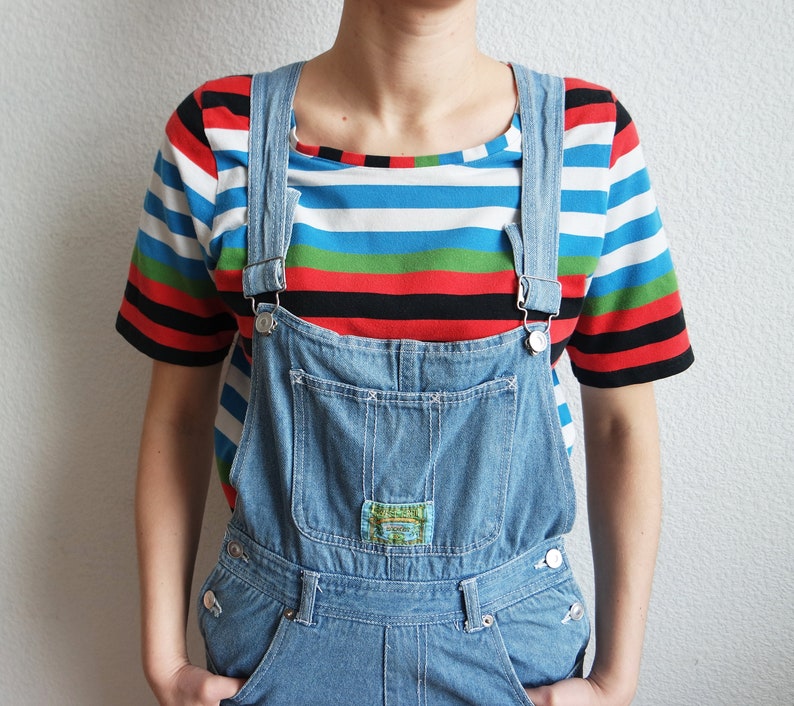 Vintage Denim Overalls Unisex Shortalls Overalls Shorts Jeans Light ...