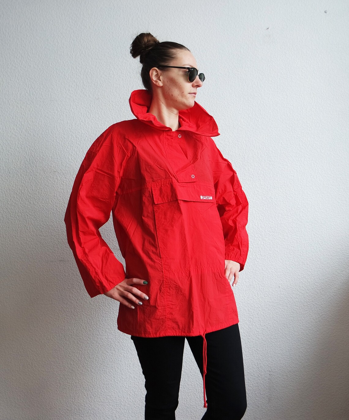 Vintage Red Jacket Rain Coat Windbreaker Medium Size Oversized - Etsy