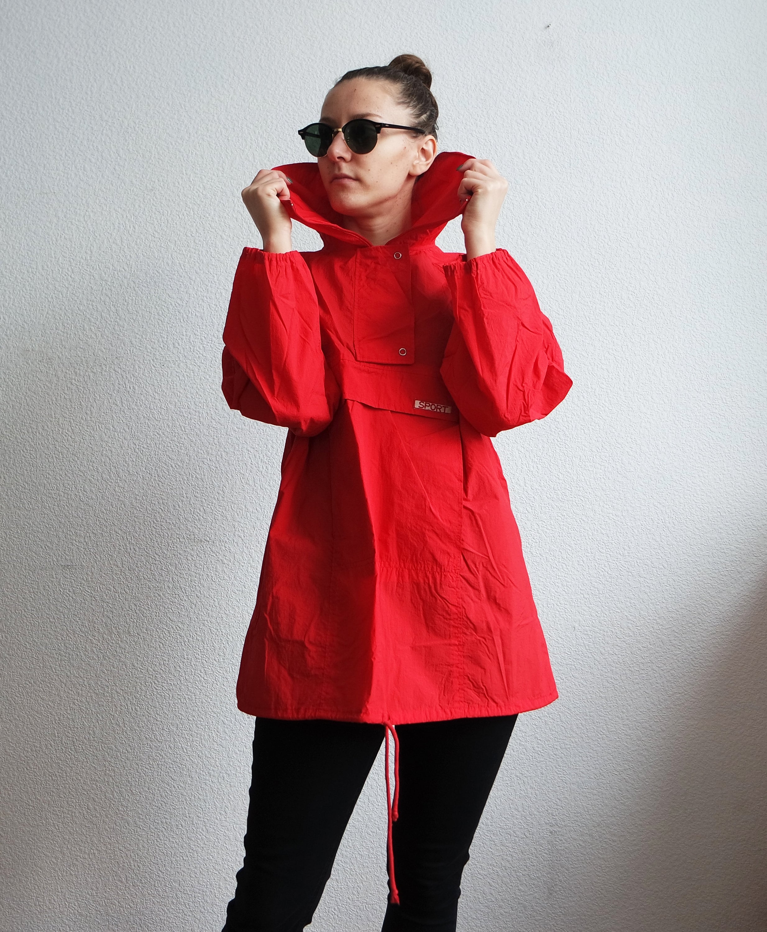 Vintage Red Jacket Rain Coat Windbreaker Medium Size Oversized - Etsy