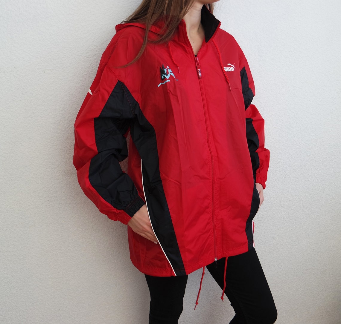 Puma Jacket Red Vintage Puma Red Sport Jacket Hooded Puma - Etsy