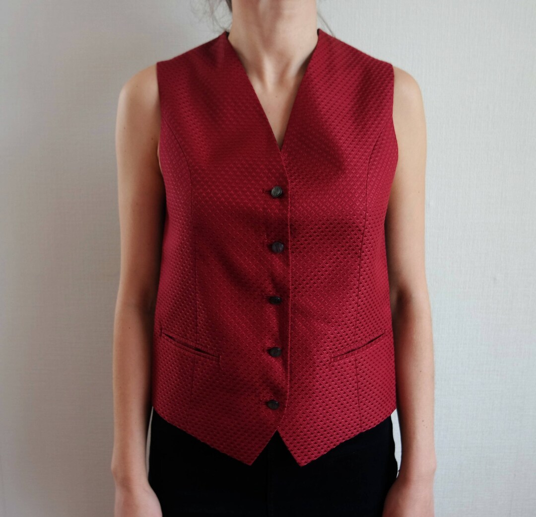 Women's Vest Dark Red Vintage Vest Women Classic Vest - Etsy