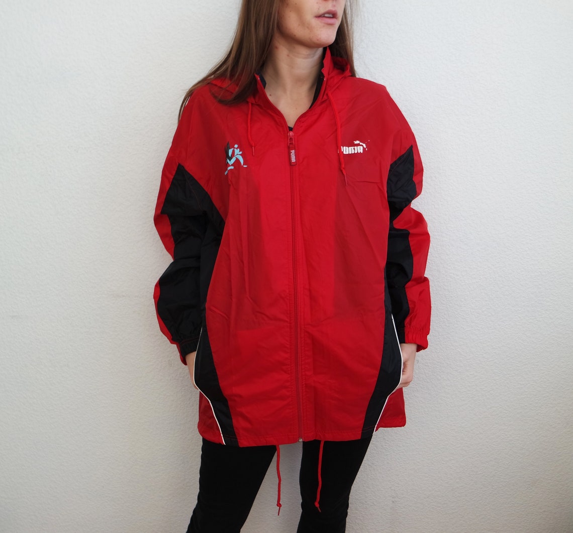 Puma Jacket Red Vintage Puma Red Sport Jacket Hooded Puma - Etsy